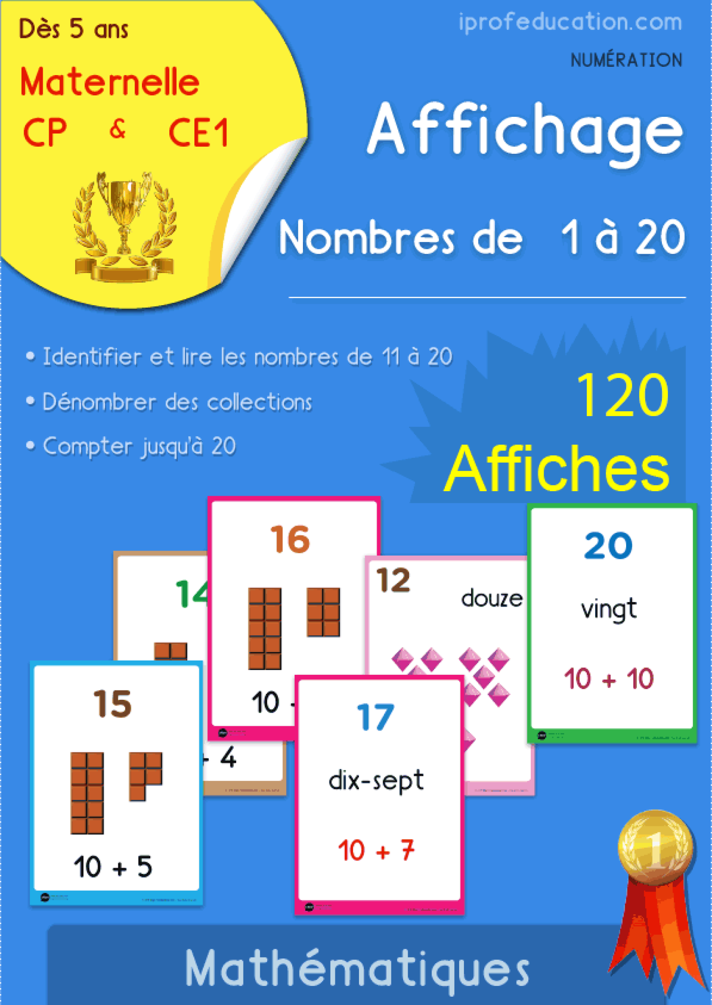 Affichage des nombres de 1 à 20 | Compter jusqu’à 20 GS CP CE1 – iProf ...