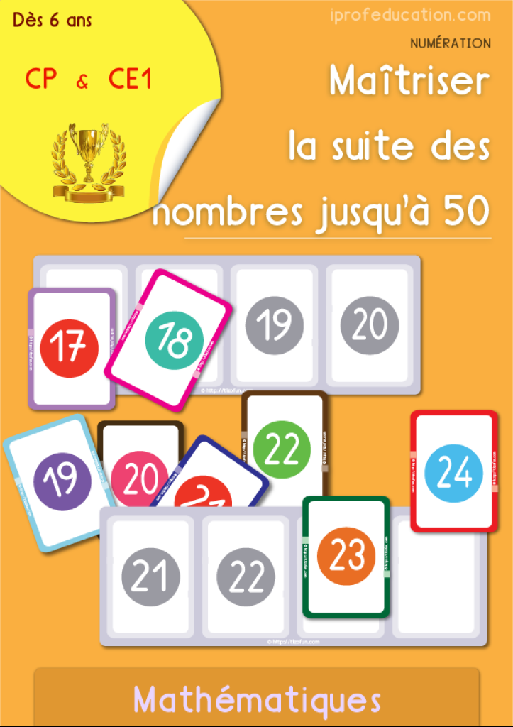 Nombres de 1 à 50 | Jeu de cartes pour apprendre la suite des nombres ...