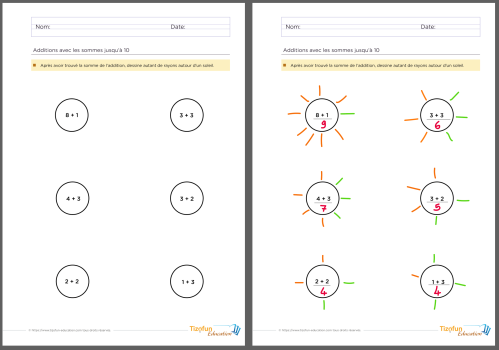 Apprendre les additions par les jeux et les exercices de motricité fine ...