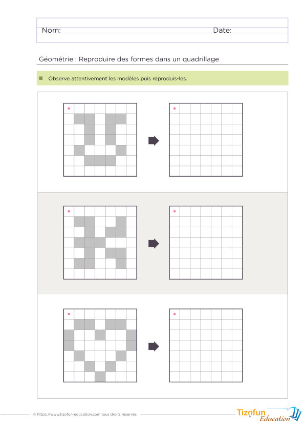 Reproduire les motifs : exercices de motricité fine GS CP – iProf ...