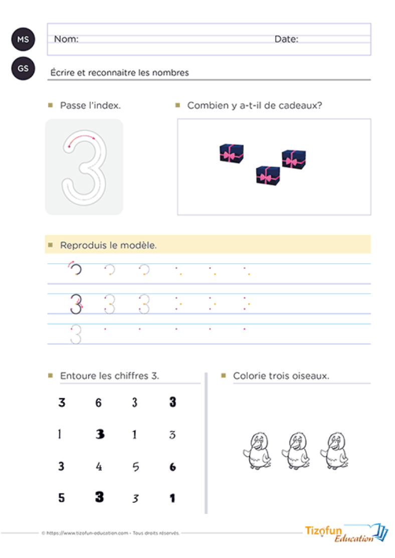 Apprendre les Nombres en Maternelle MS GS : Je Sais Ecrire les Chiffres ...